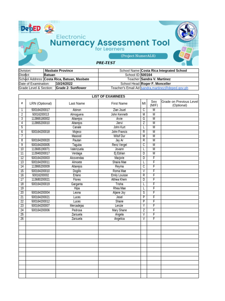 alnat pretest | PDF | Statistics | Mathematics
