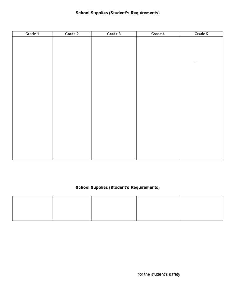 School Supplies Requirements Primary | PDF | Notebook | Writing Implements