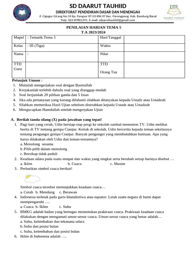 Soal PH Tema 5 | PDF