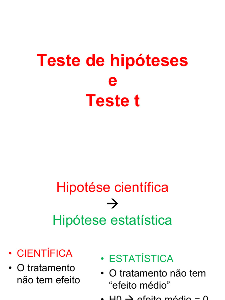 Teste de Hipóteses Estatísticas | PDF | Significado estatístico | Teste ...