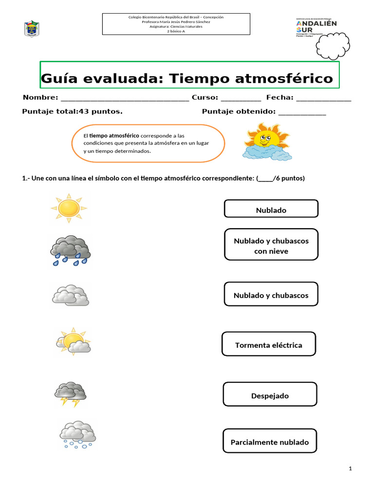 Guía Tiempo Atmosferico 2° Basico | PDF | Fenómenos Meteorológicos ...