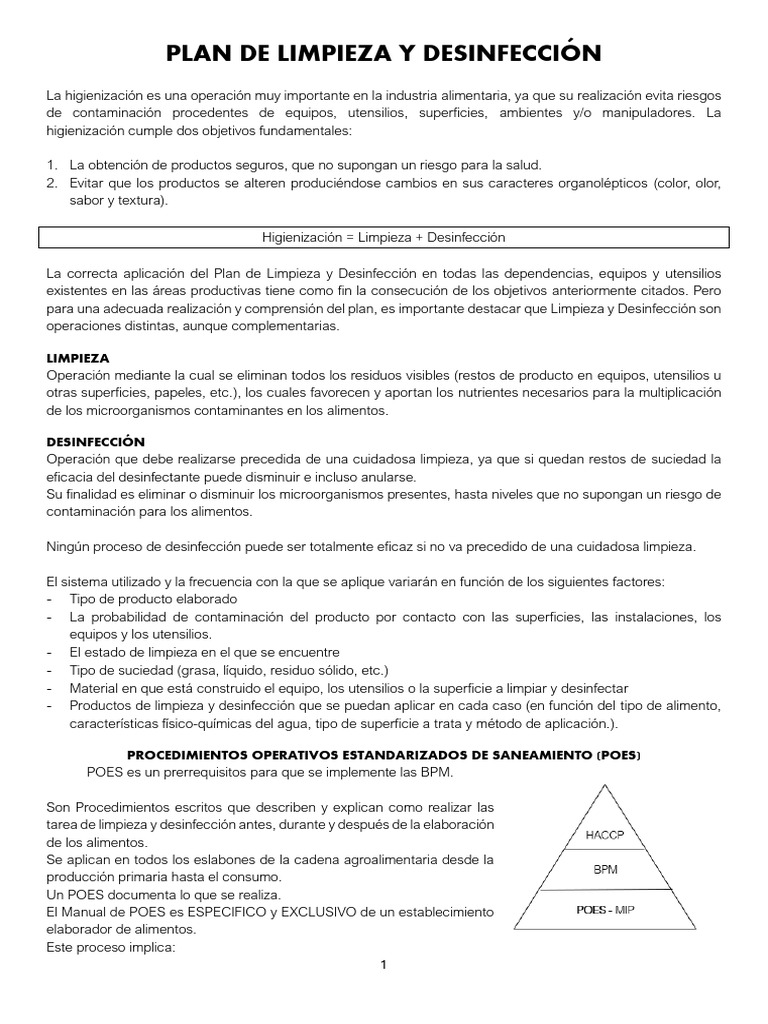 Plan de Limpieza y Desinfección - Parcial 2 | PDF | Tensioactivo | Detergente