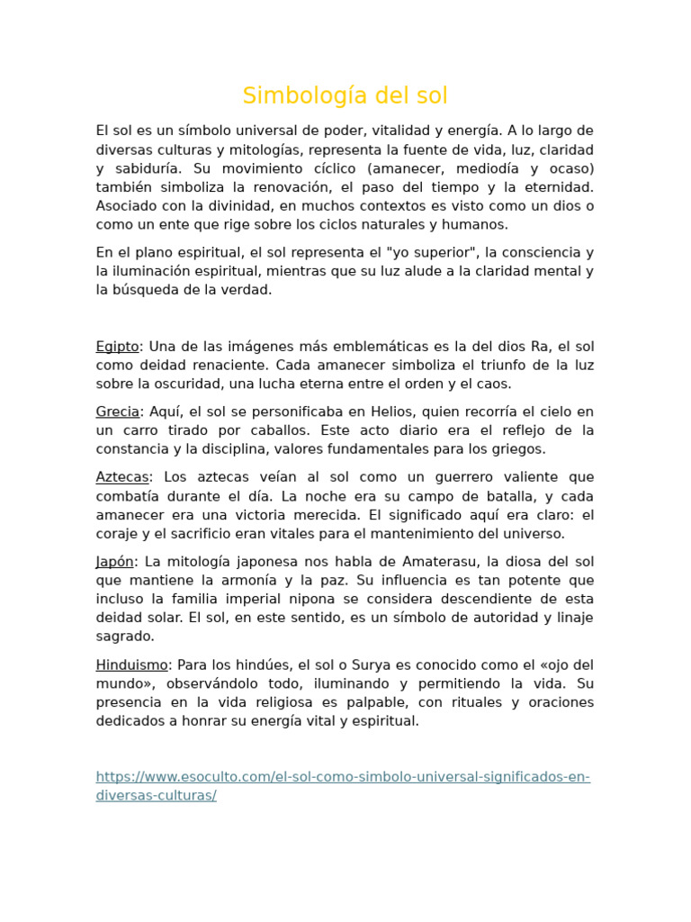 Simbología Del Sol | PDF