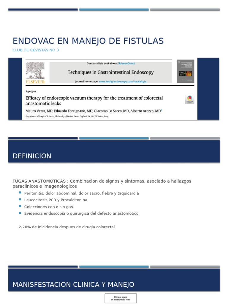 Endovac en Fugas Anastomóticas Colorectales | PDF