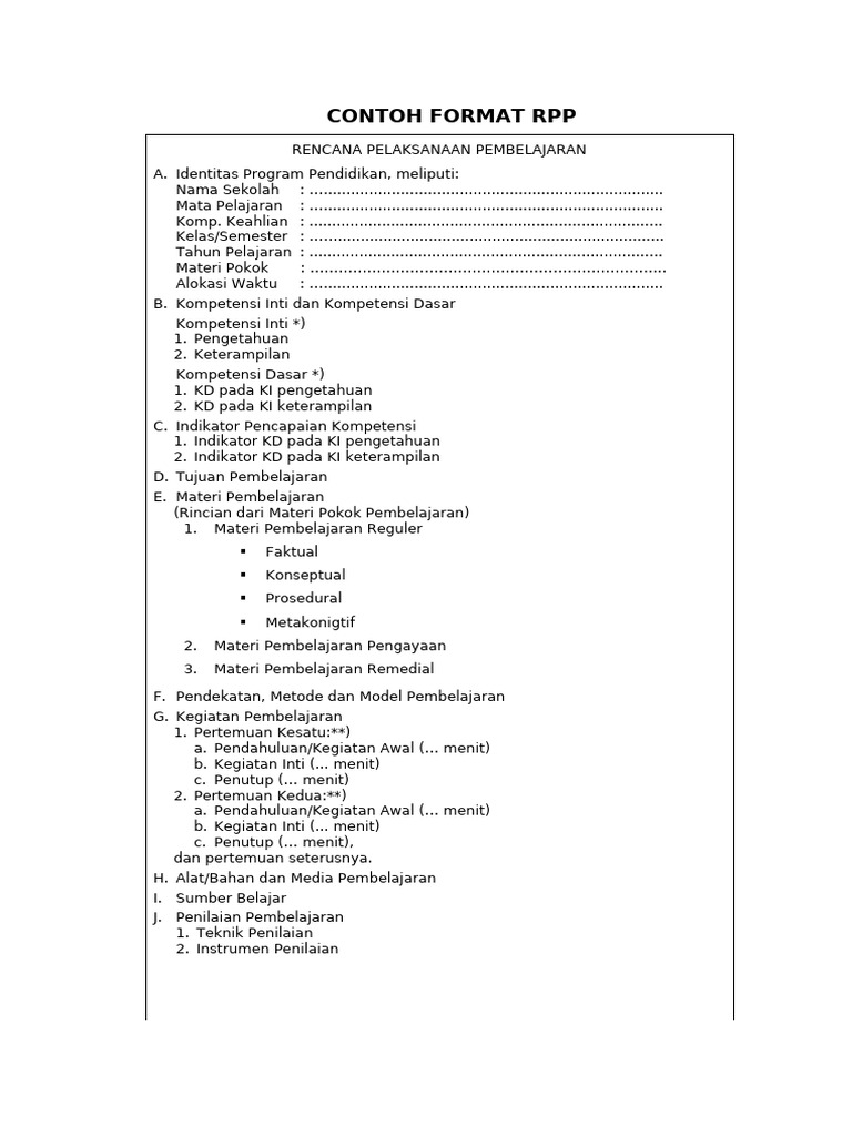 Contoh Format RPP | PDF
