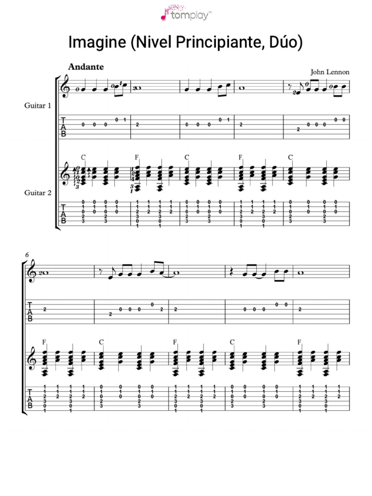 Imagine (Nivel Principiante, Dúo) | PDF