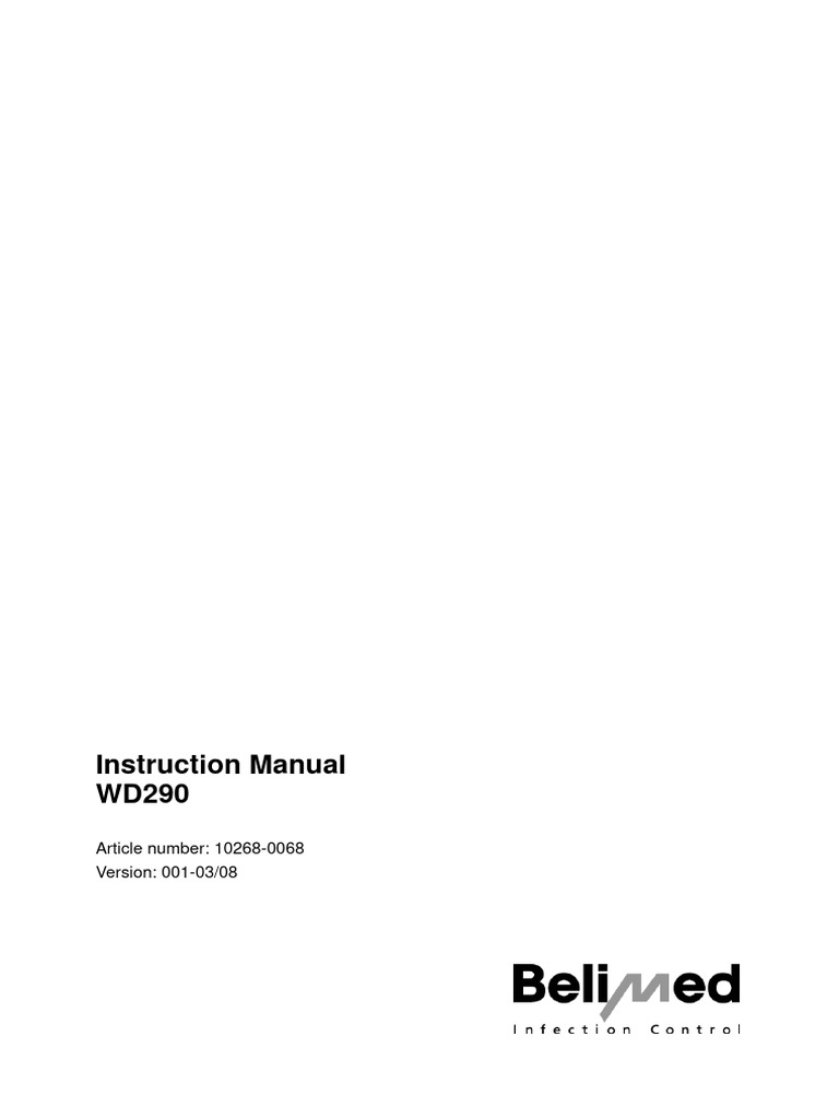 Belimed WD-290 Autoclave - User Manual | PDF | Barcode | Medical Device
