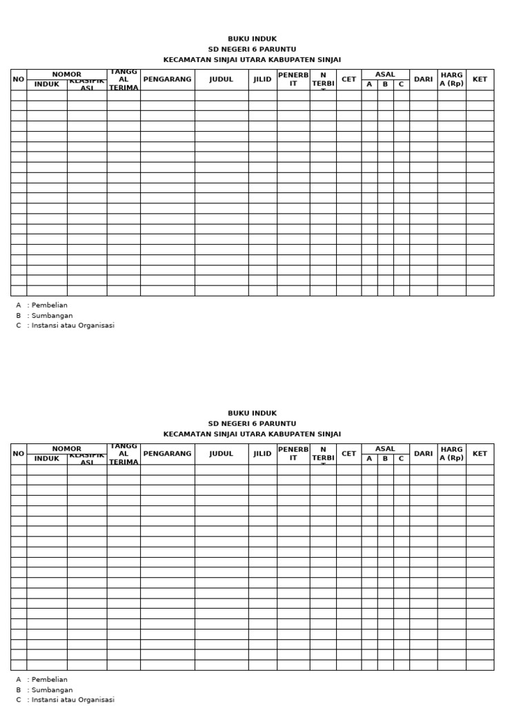 Buku Induk Perpus | PDF
