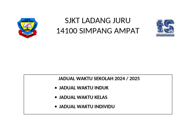 Muka Depan Buku Jadual | PDF