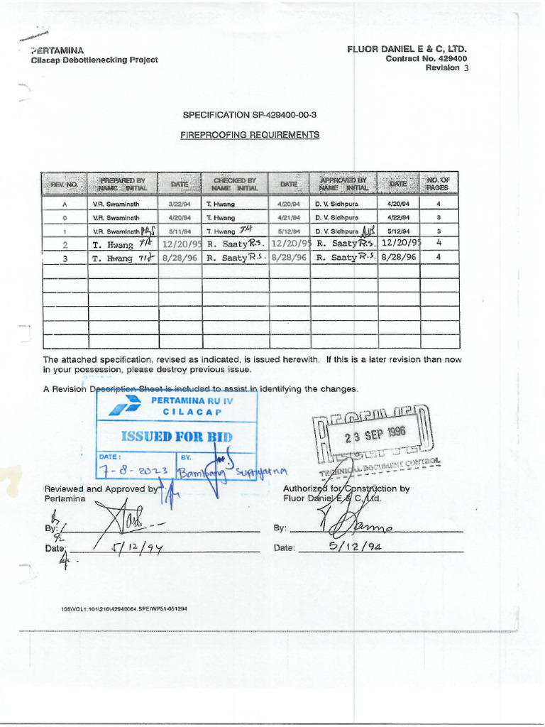 SP-429400-00-3 - Fireproofing Requirements | PDF