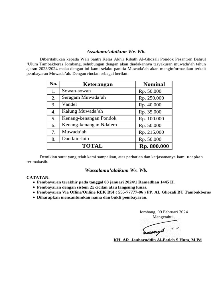 Surat Pengumuman Fikss.. | PDF