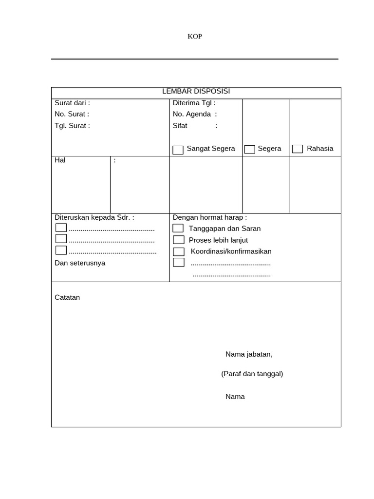 Template Srikandi 6. Disposisi | PDF