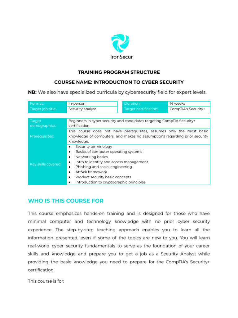 Cybersecurity Training Content | PDF | Computer Network | Security