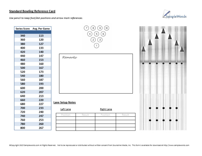Bowling Reference Card | PDF