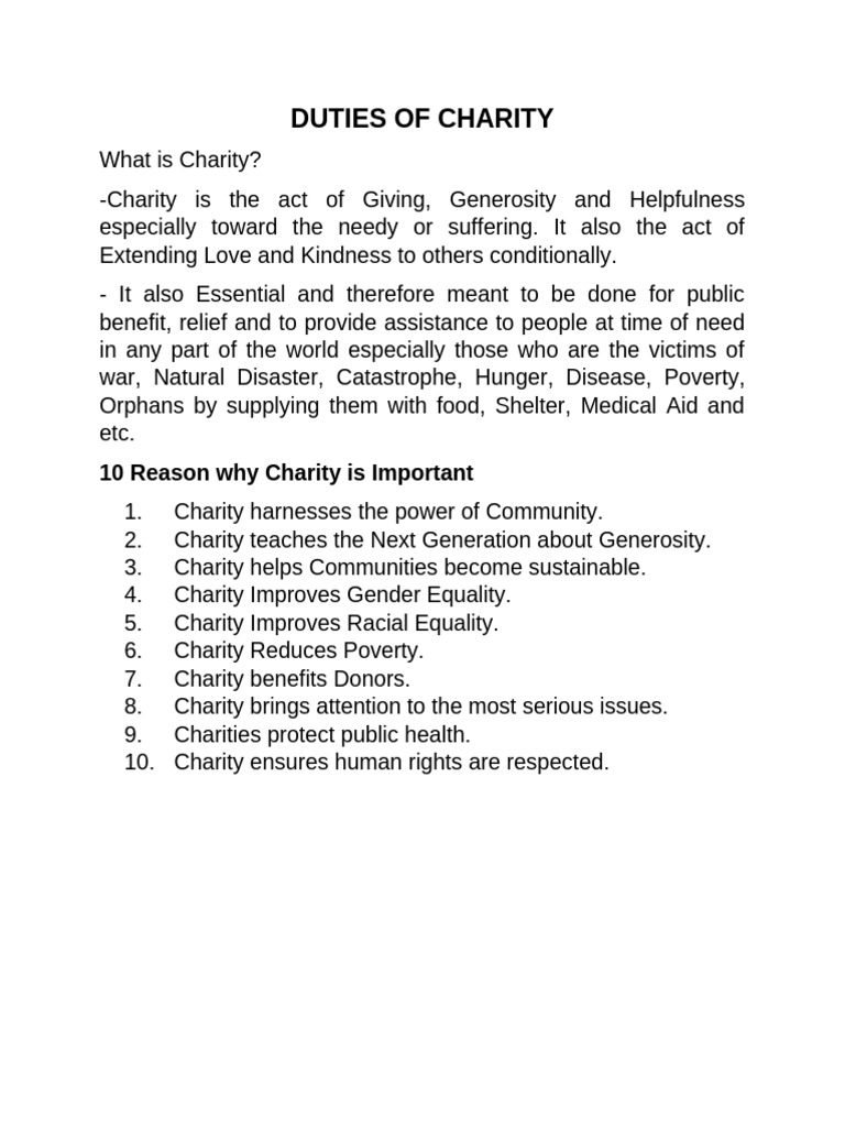 Duties of Charity | PDF