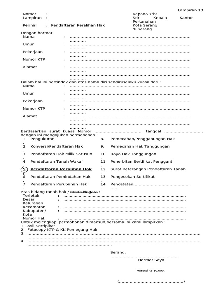 Lampiran 13 Balik Nama | PDF