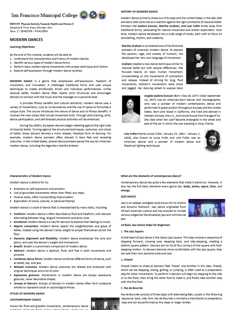 Path Fit 3 Finals Modern Dance Module | PDF | Dances | Ballet