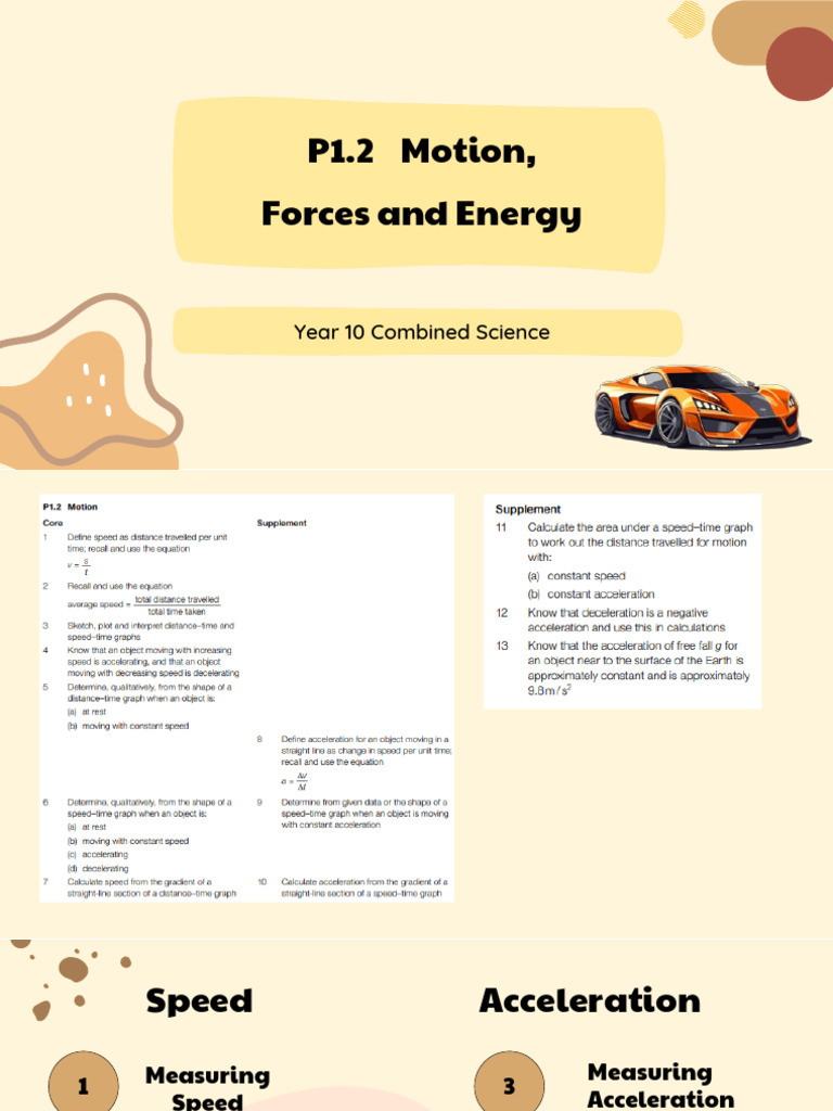 Year 10 Science: Speed, Acceleration, Forces | PDF