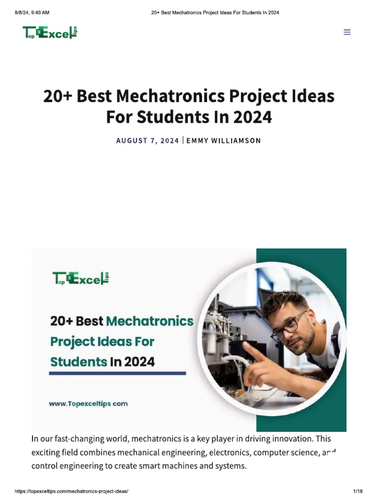 Mechatronics Project Ideas | PDF