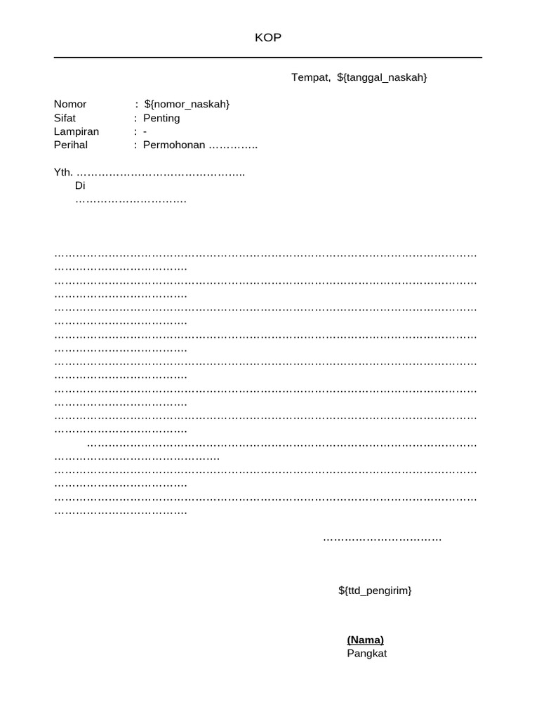 Template Surat Permohonan | PDF