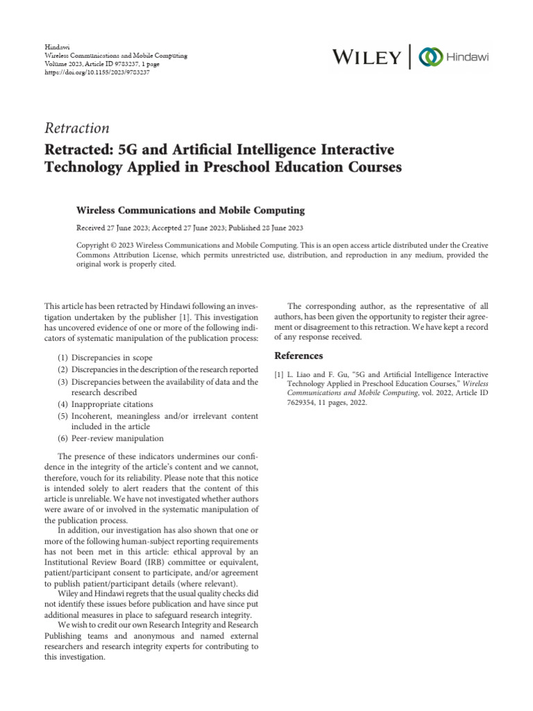 03.2 - Retracted - 5G and Arti Cial Intelligence Interactive Technology Applied in Preschool ...