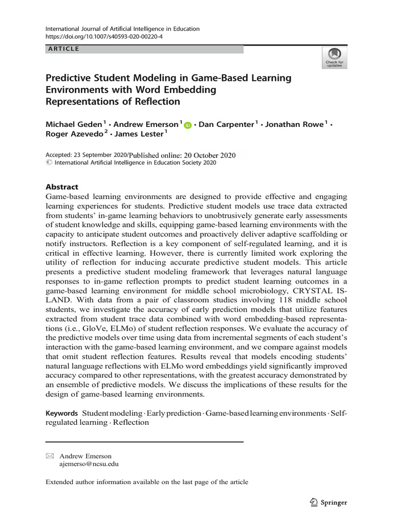 04 - Predictive Student Modeling in Game-Based Learning Environments With Word Embedding ...