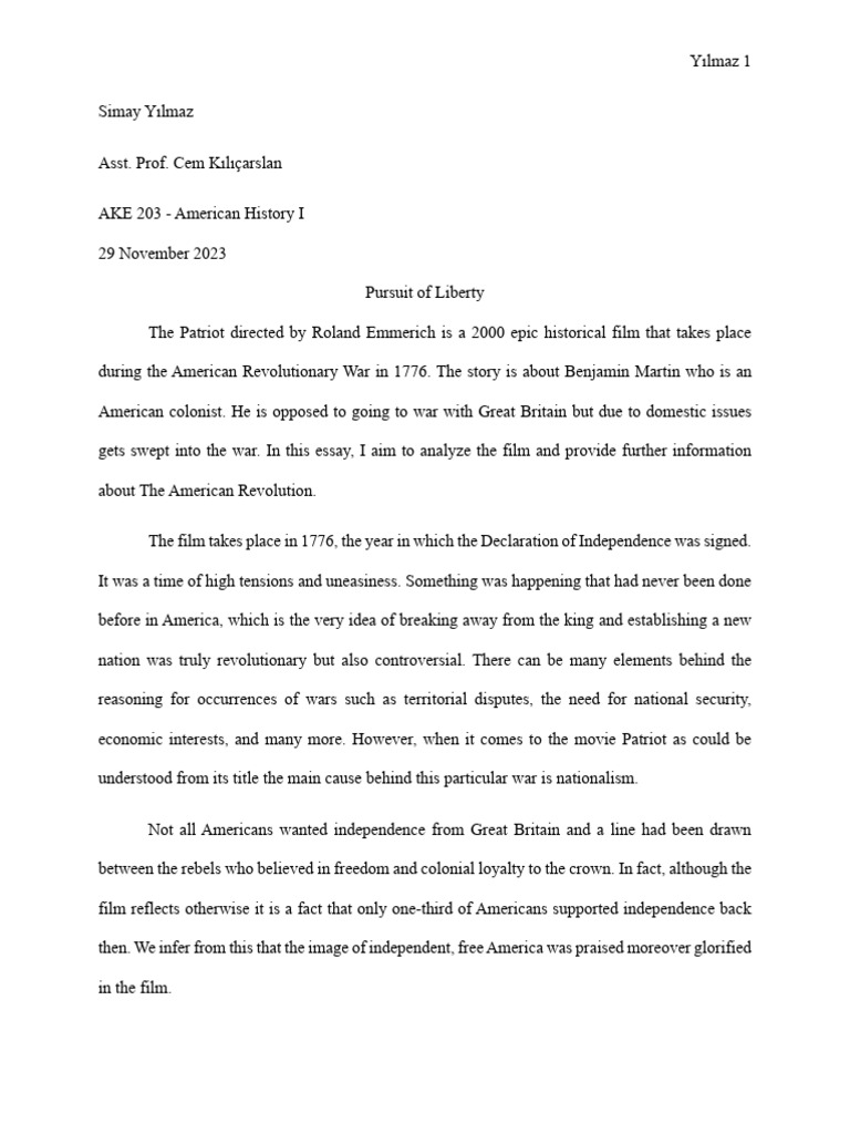 assignment | PDF | Patriot (American Revolution) | Political Science