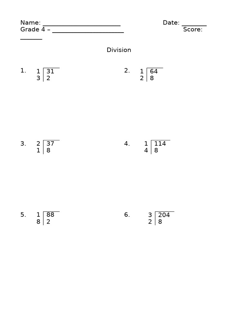 Division Without Remainder Worksheet (2 Digit Divisor) | PDF ...