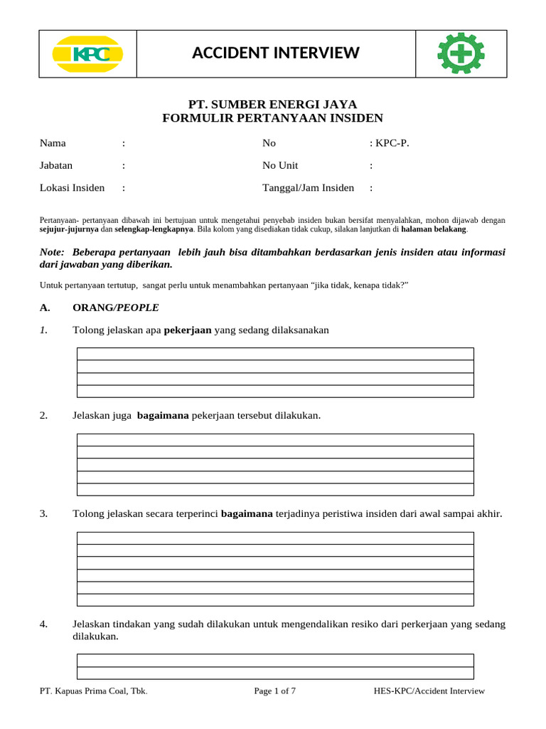 FORM Accident Interview | PDF