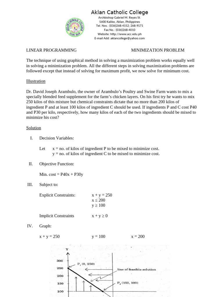 Lecture On Bus Math 3 - Linear Progamming - Minimization | PDF | Mathematical Optimization ...