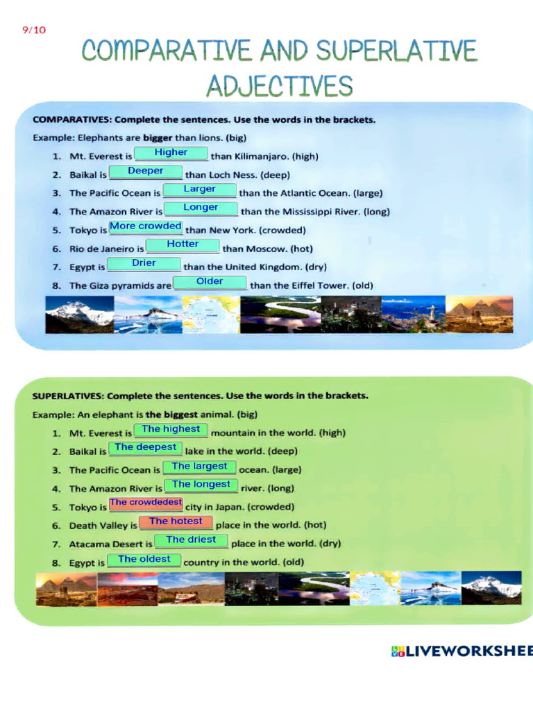 Comparatives and Superlatives | PDF | Physical Geography | Earth Sciences
