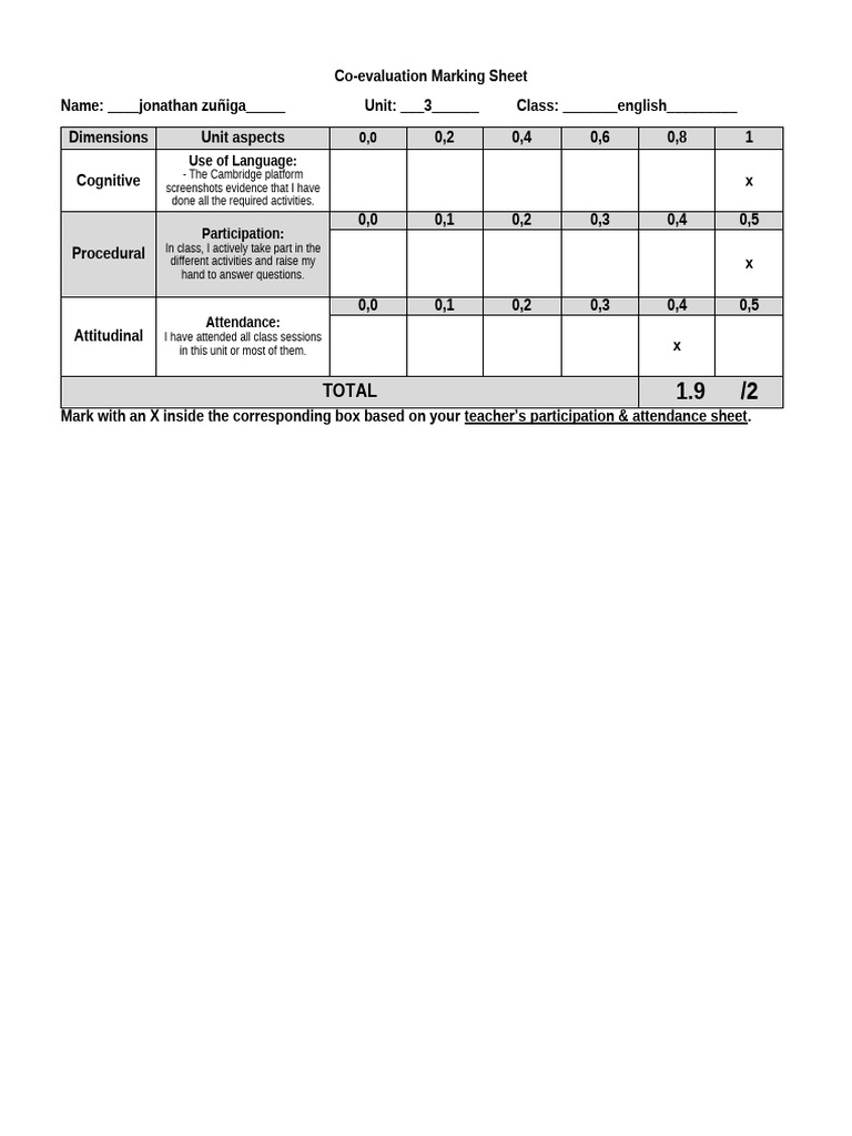 Co-Evaluation Marking Sheet - P65 | PDF