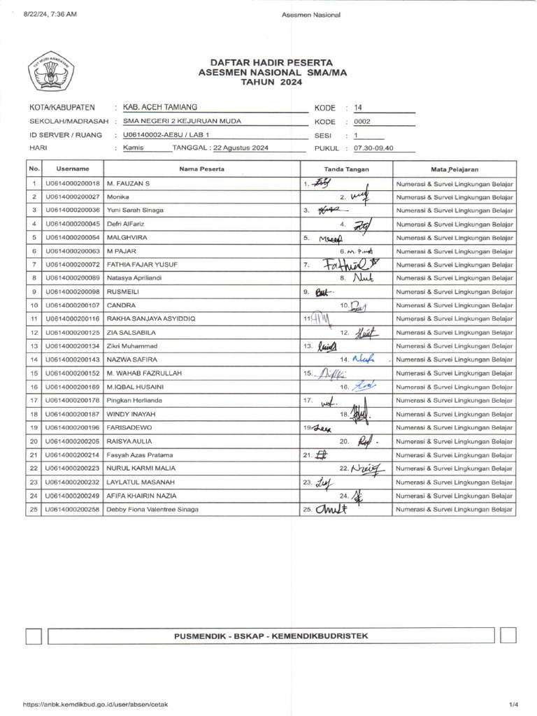 Absen Sesi 1 - H-2 | PDF