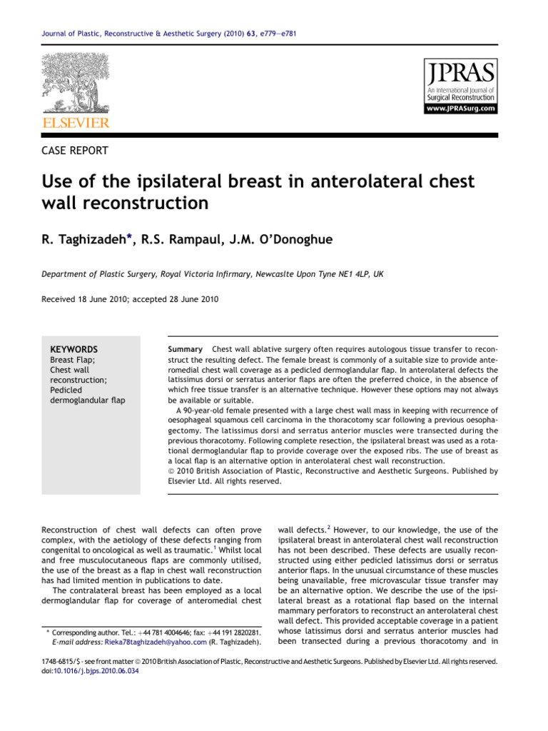 Breast Flap for Chest Reconstruction | PDF | Neoplasms | Medical ...