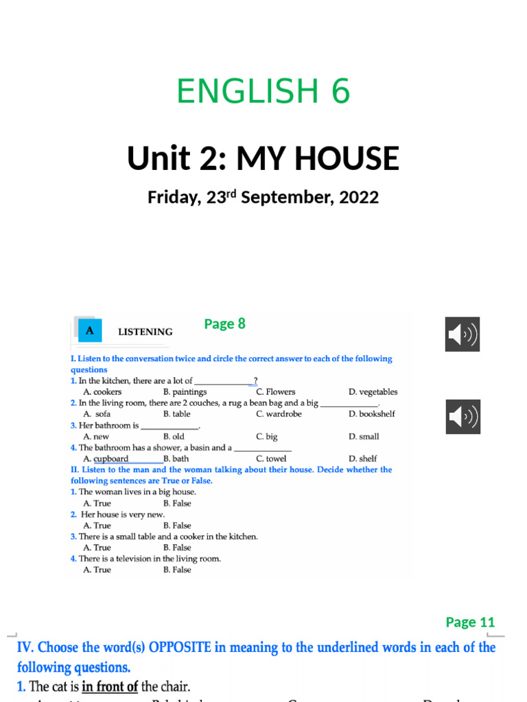 English 6: Unit 2: My House | PDF