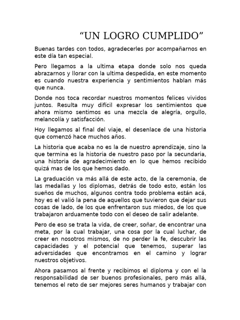 Un Logro Cumplido | PDF | Relaciones personales, crianza y desarrollo ...