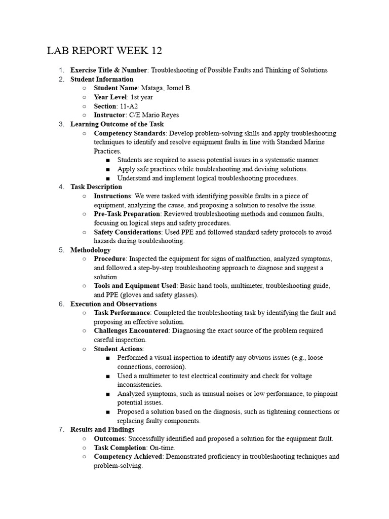 Labwork Week 12 Electro | PDF | Troubleshooting | Cognition