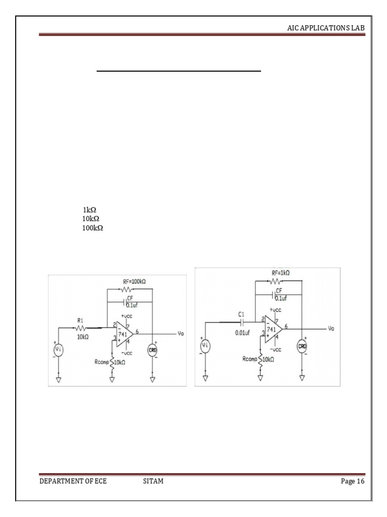 Sitam Aica Exp 3 Inte&Diff | PDF | Operational Amplifier | Amplitude