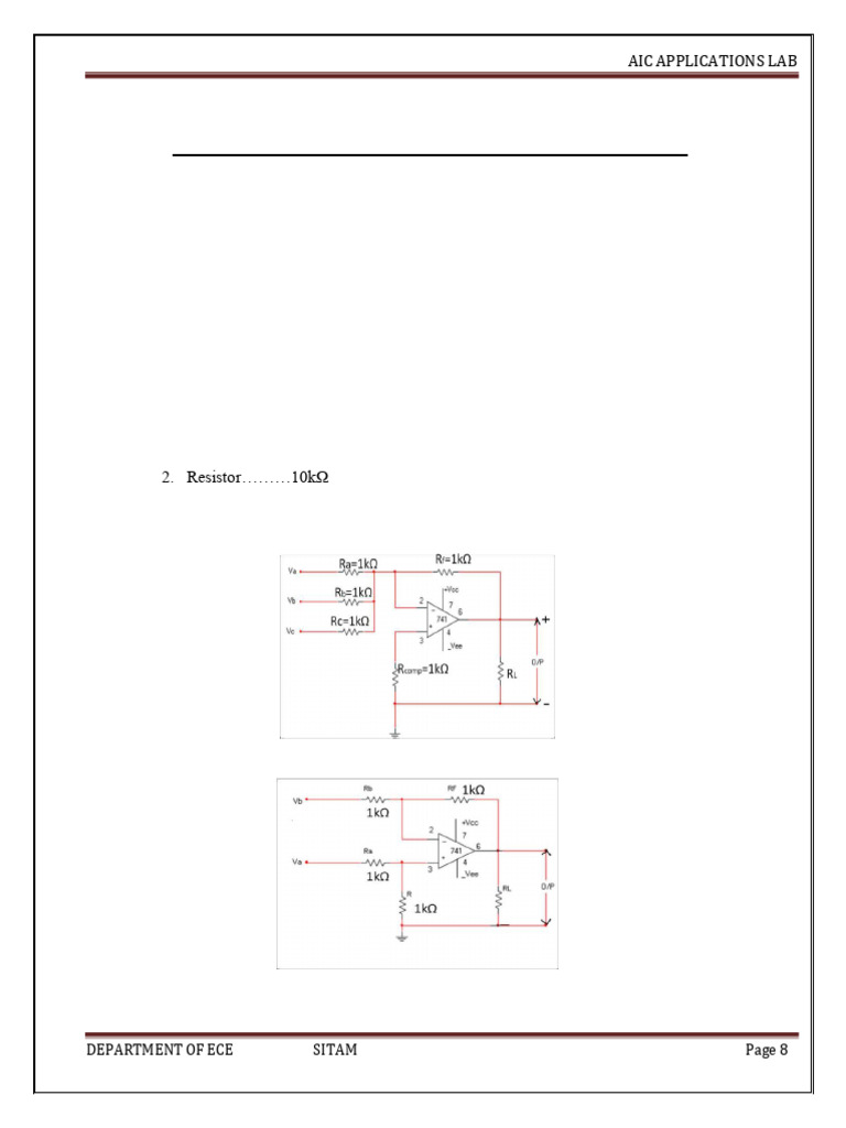 Sitam Aica Exp 2 App Adr, Sub, Comp | PDF | Operational Amplifier | Amplifier