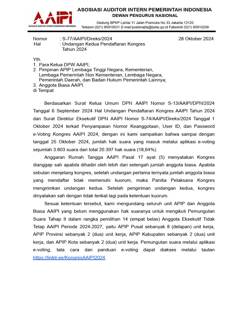 Surat Evoting Tahap II | PDF