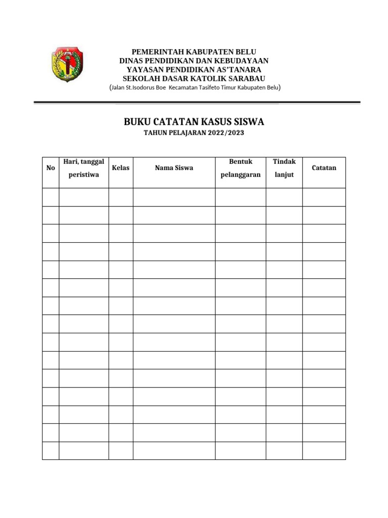 Buku Catatan Kasus Siswa | PDF