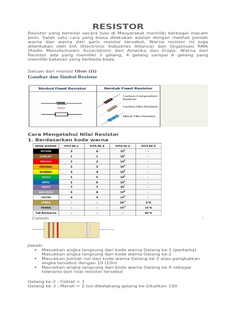 Resistor 3 Gelang: Panduan dan Fungsi | PDF