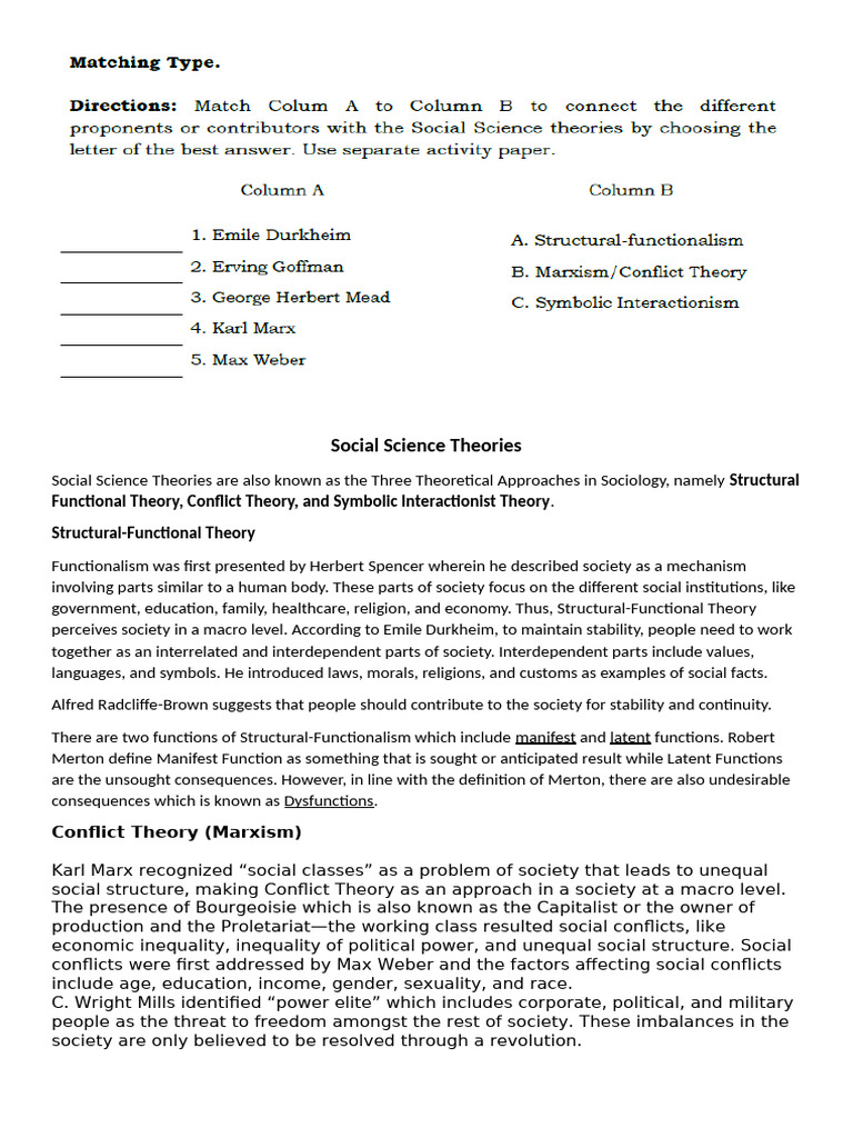 Social Science Theories | PDF | Society | Scientific Theories