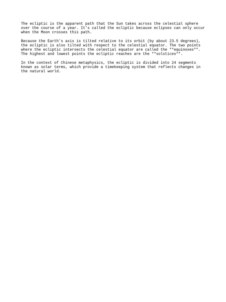 Understanding the Ecliptic and Solar Terms | PDF
