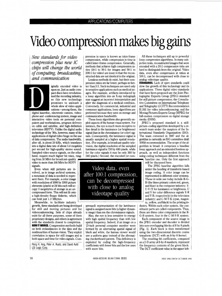 Video_compression_makes_big_gains | PDF | Data Compression | Codec