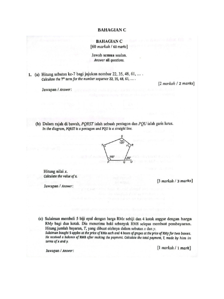 Soalan Uasa Bahagian C 1,2,3 | PDF