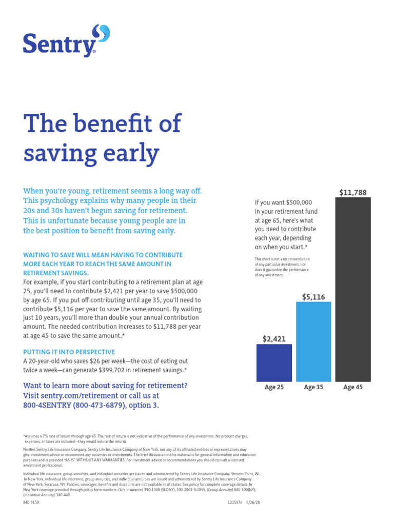 The Benefit of Saving Early | PDF | Insurance | Life Insurance