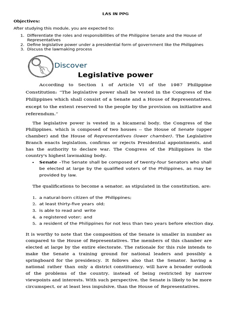 LAS IN PPG-legislative Lecture | PDF | American Government | United ...