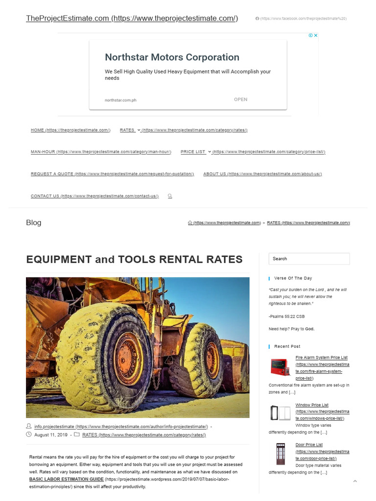 Equipment Rental Rate | PDF | Truck | Loader (Equipment)