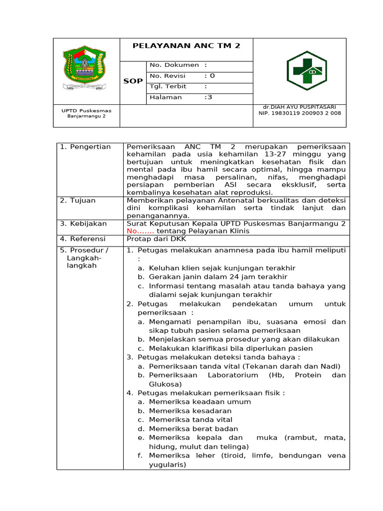 Sop Anc TM 2 | PDF | Pengembangan Diri | Kesehatan Holistik